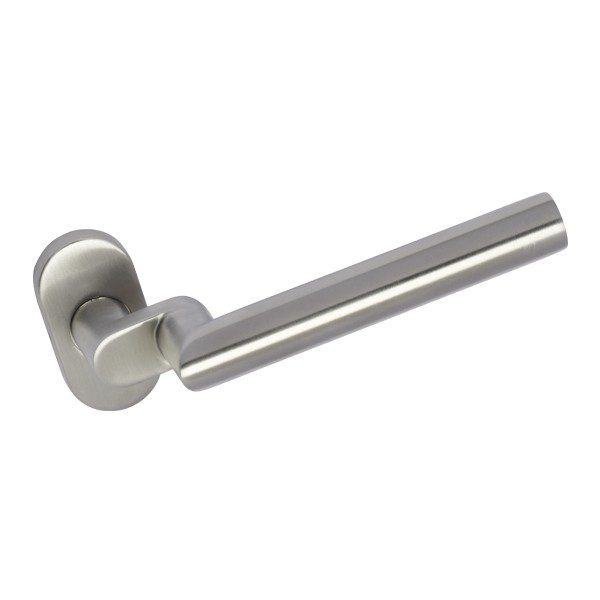 Mitred Offset Lever Handle - Oval Rose - Sprung Rose - Satin Stainless ...
