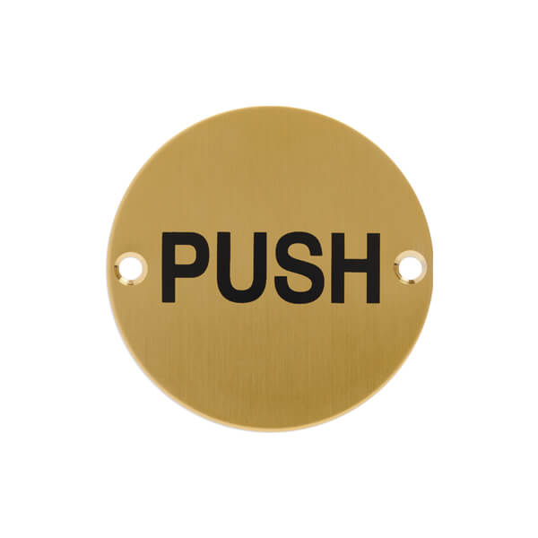 Pictogram Circular Signs - Drilled & Countersunk – Satin Brass | Welling UK