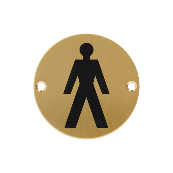 Pictogram Circular Signs - Drilled & Countersunk – Satin Brass | Welling UK
