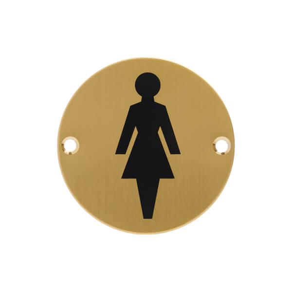 Pictogram Circular Signs - Drilled & Countersunk – Satin Brass | Welling UK