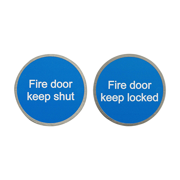 Circular Fire Door Sign – Self Adhesive – Satin Stainless Steel ...