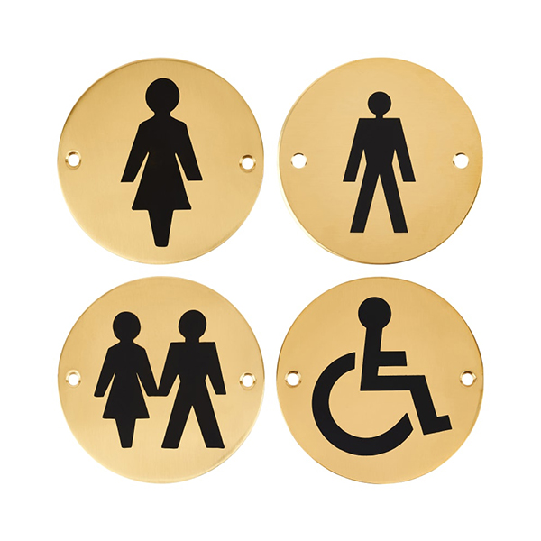 Pictogram Circular Signs - Drilled & Countersunk – Polished Brass ...