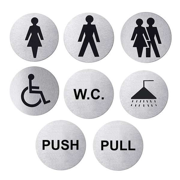 Pictogram Circular Signs – Self Adhesive – Satin Stainless Steel ...